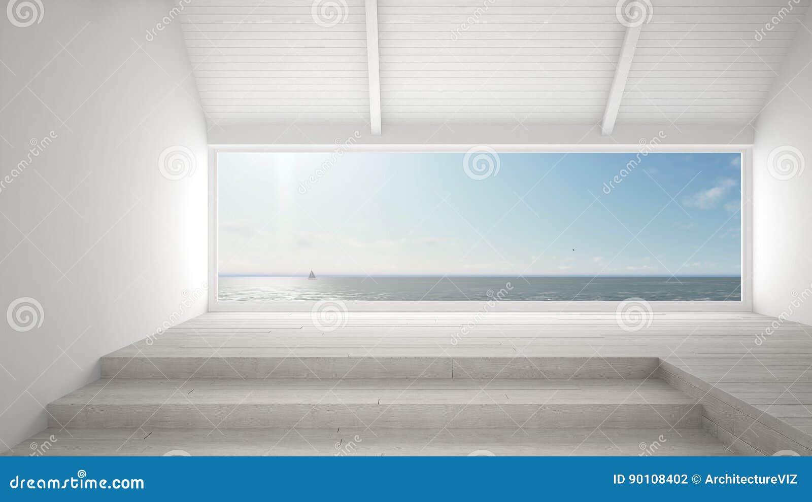 Big Panoramic Window with Sea Ocean Background, Summer Scene, Em Stock ...
