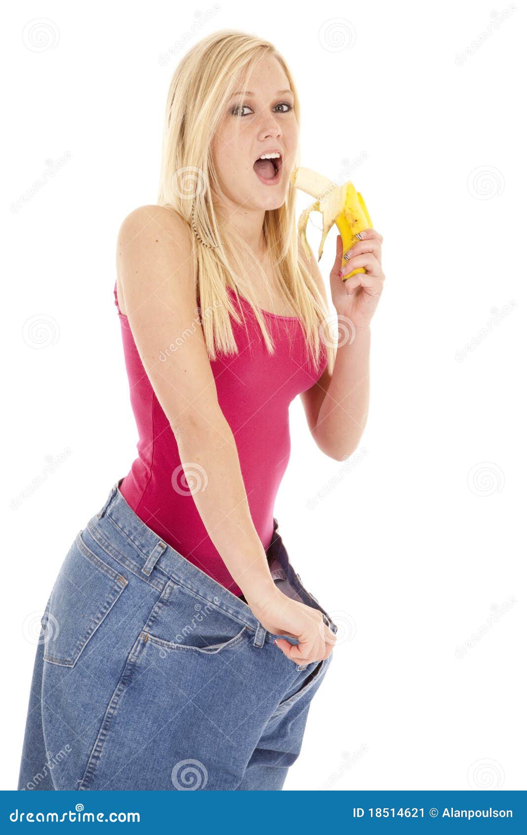 Big pants eating banana stock image. Image of caucasian - 18514621