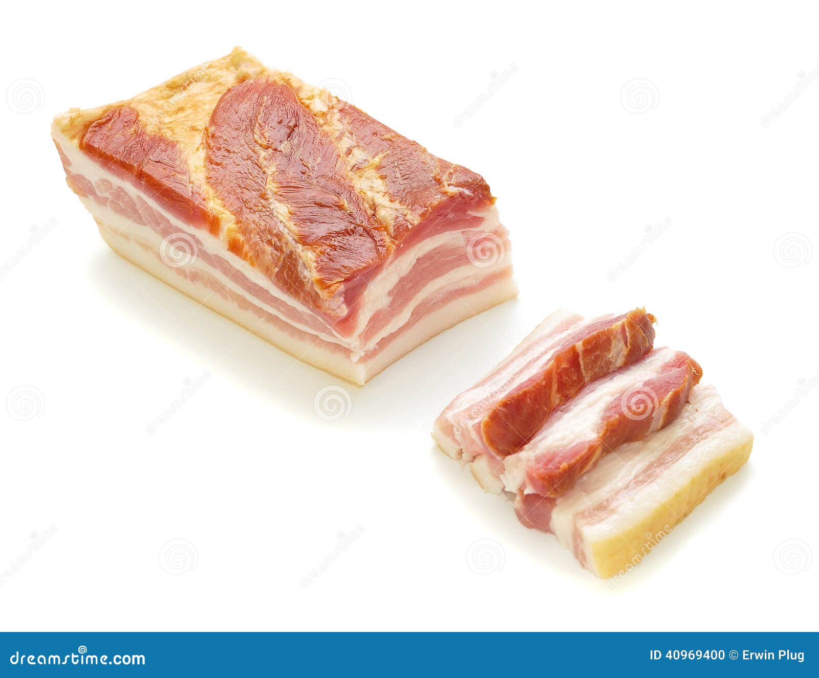 Big Part Bacon and Slices in Front Stock Photo - Image of isolated ...