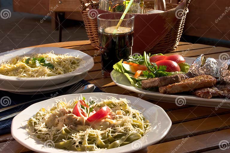Big pasta meal stock photo. Image of tomato, flavour, meat - 438130