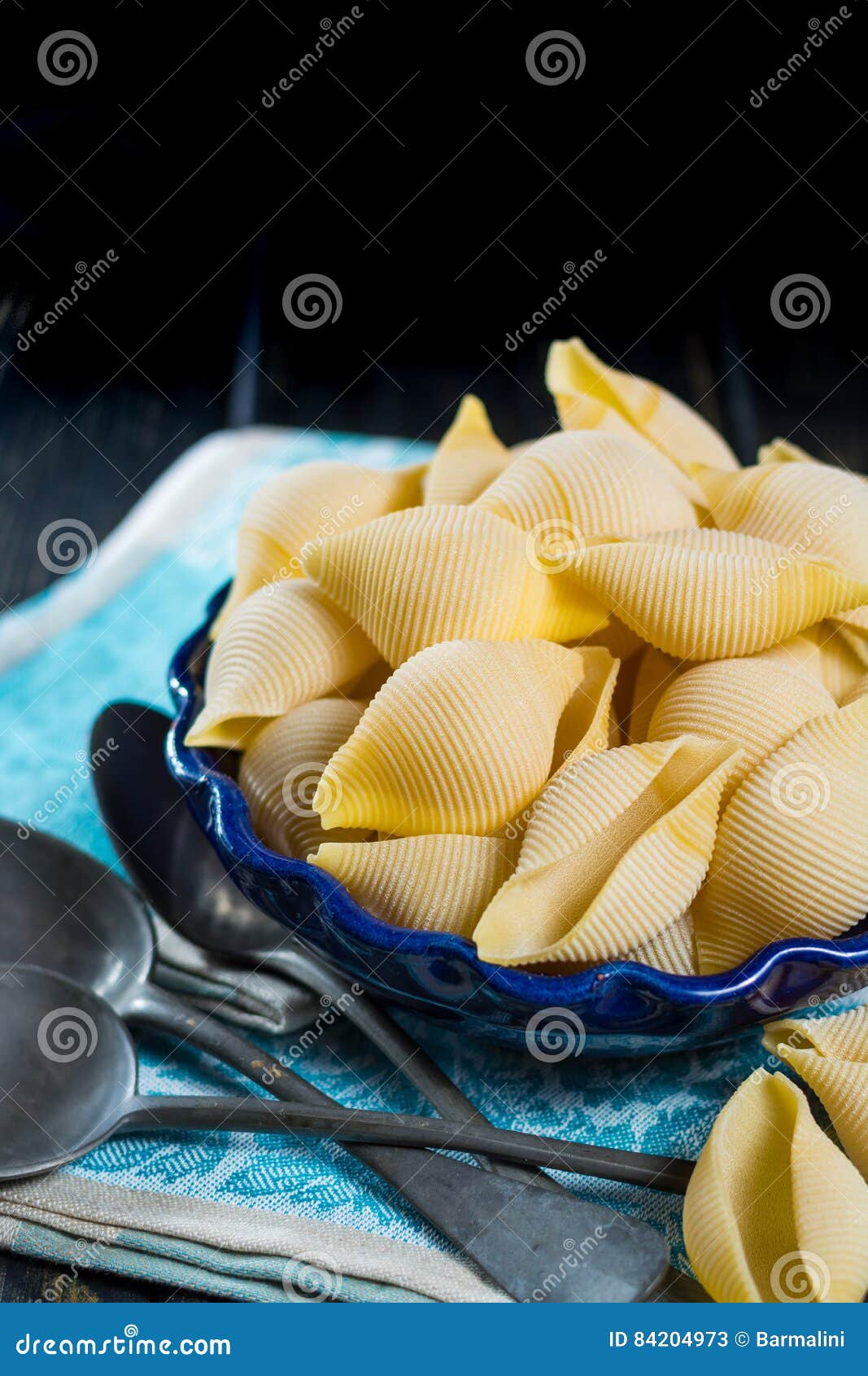 Big Pasta Shells for Stuffing, Uncooked Stock Image - Image of wood ...