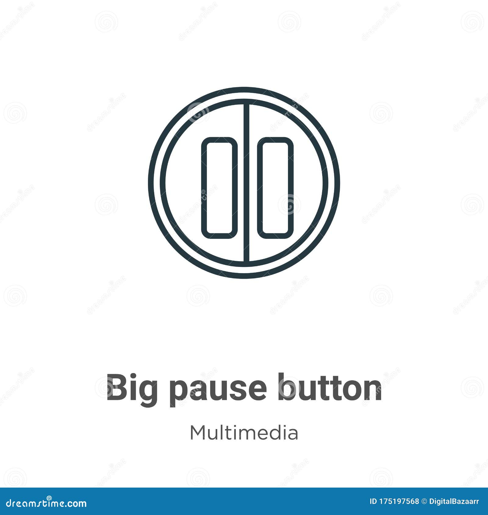 Big Pause Button Outline Vector Icon. Thin Line Black Big Pause Button ...