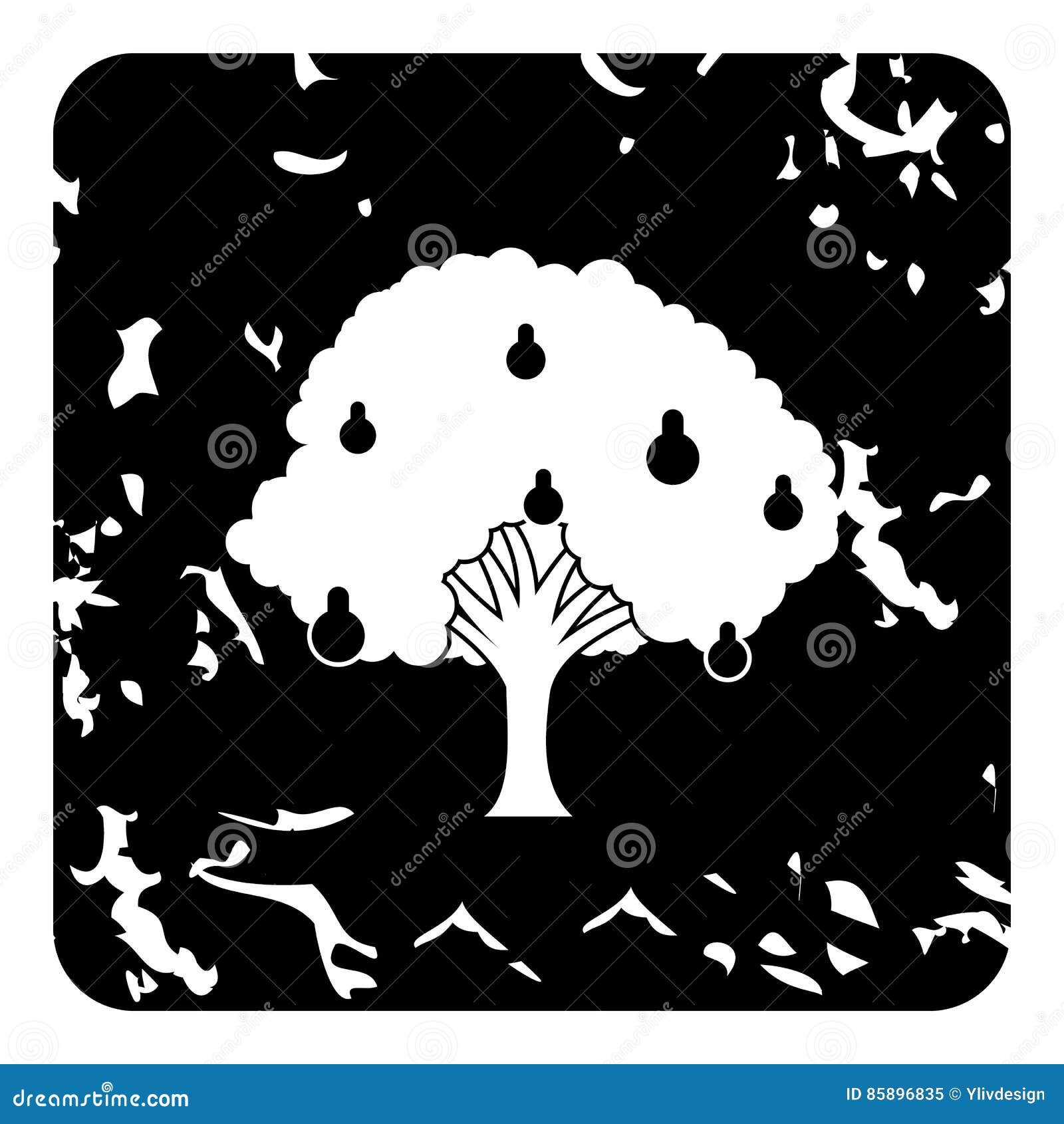 Big Pear Tree Icon, Grunge Style Stock Vector - Illustration of object ...