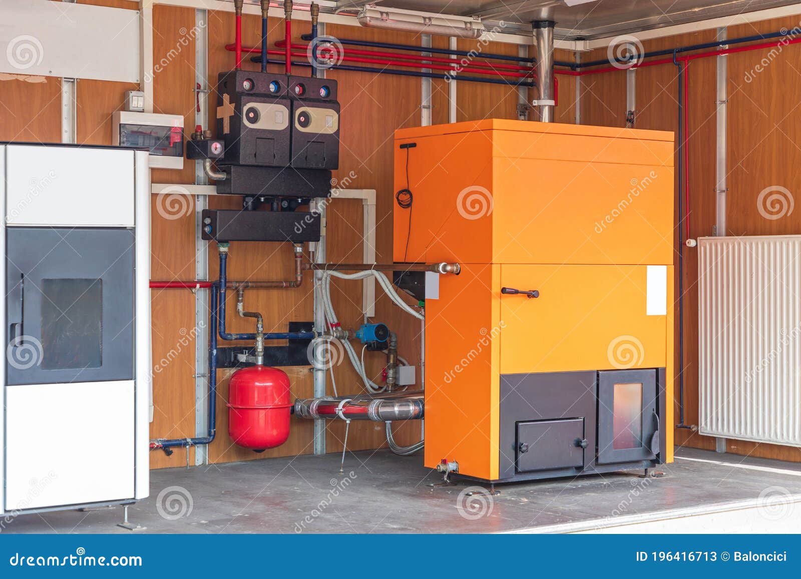 Boiler System Basement stock image. Image of pipes, basement - 196416713