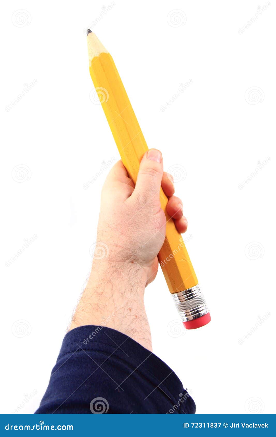 Big pencil in human hand stock image. Image of holding - 72311837