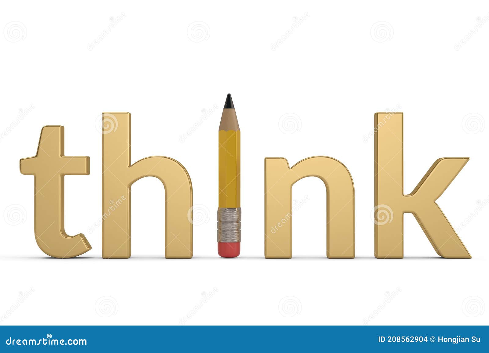 Big Pencil Think Isolated on White Background, 3D Illustration Stock ...