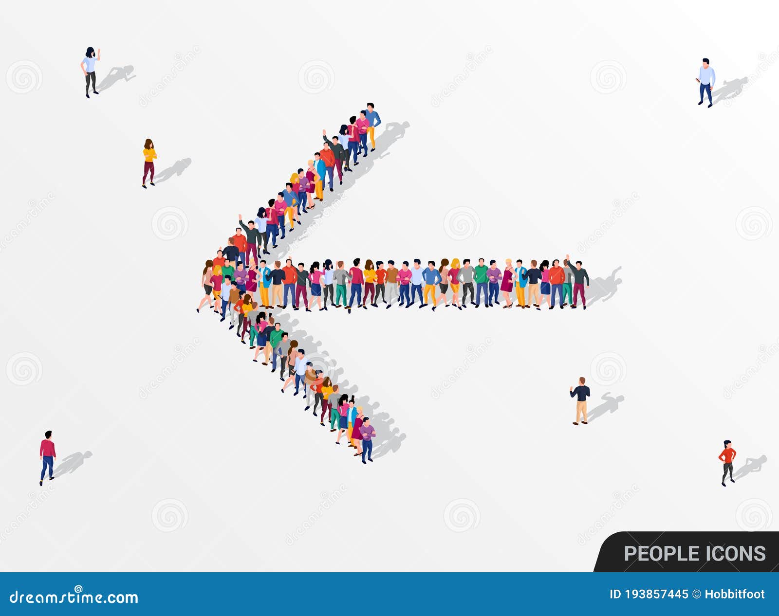 Big People Crowd Gathering in Shape of Arrow Sign Directed Left or ...