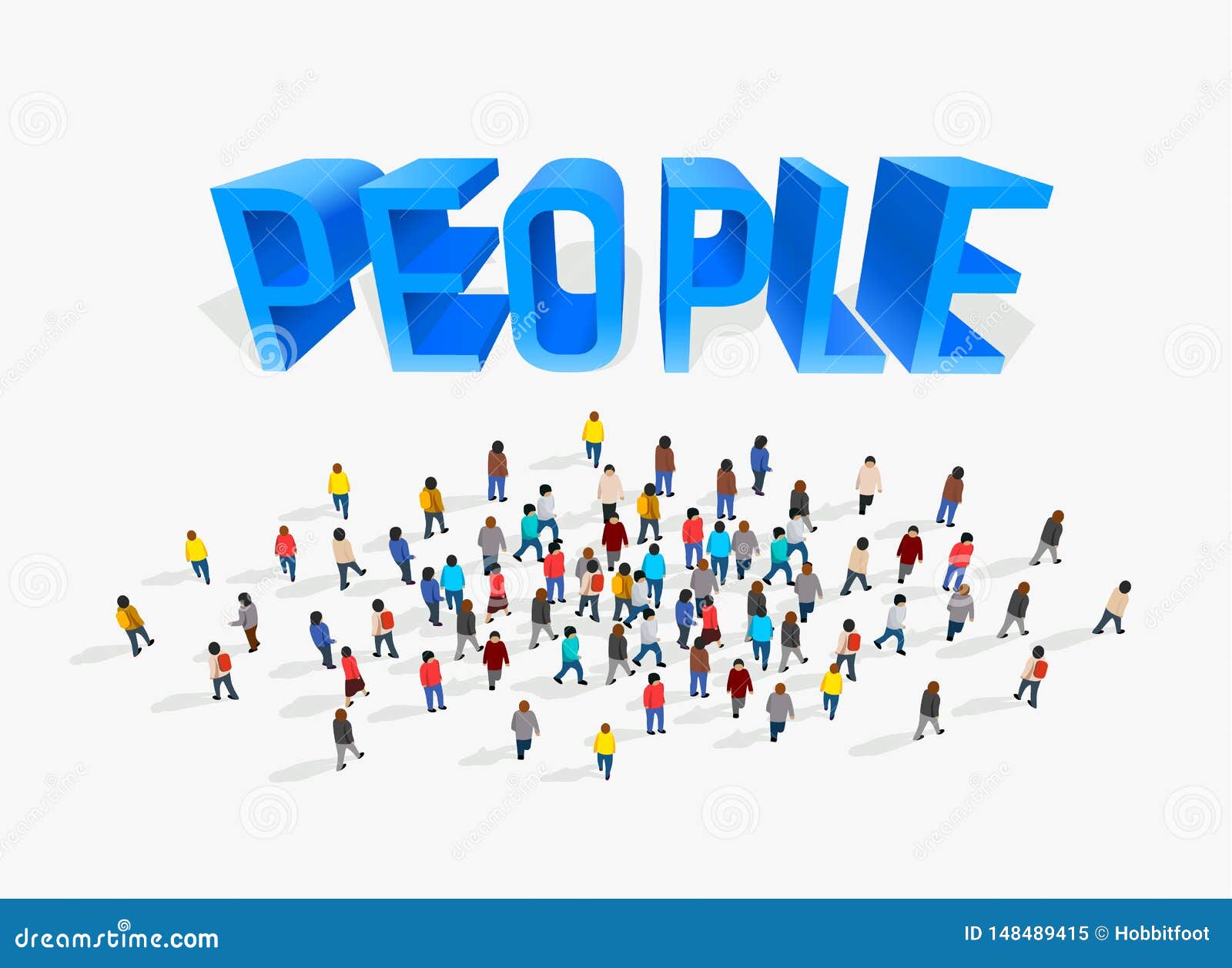 Big People Crowd on White Background. Vector Stock Vector ...