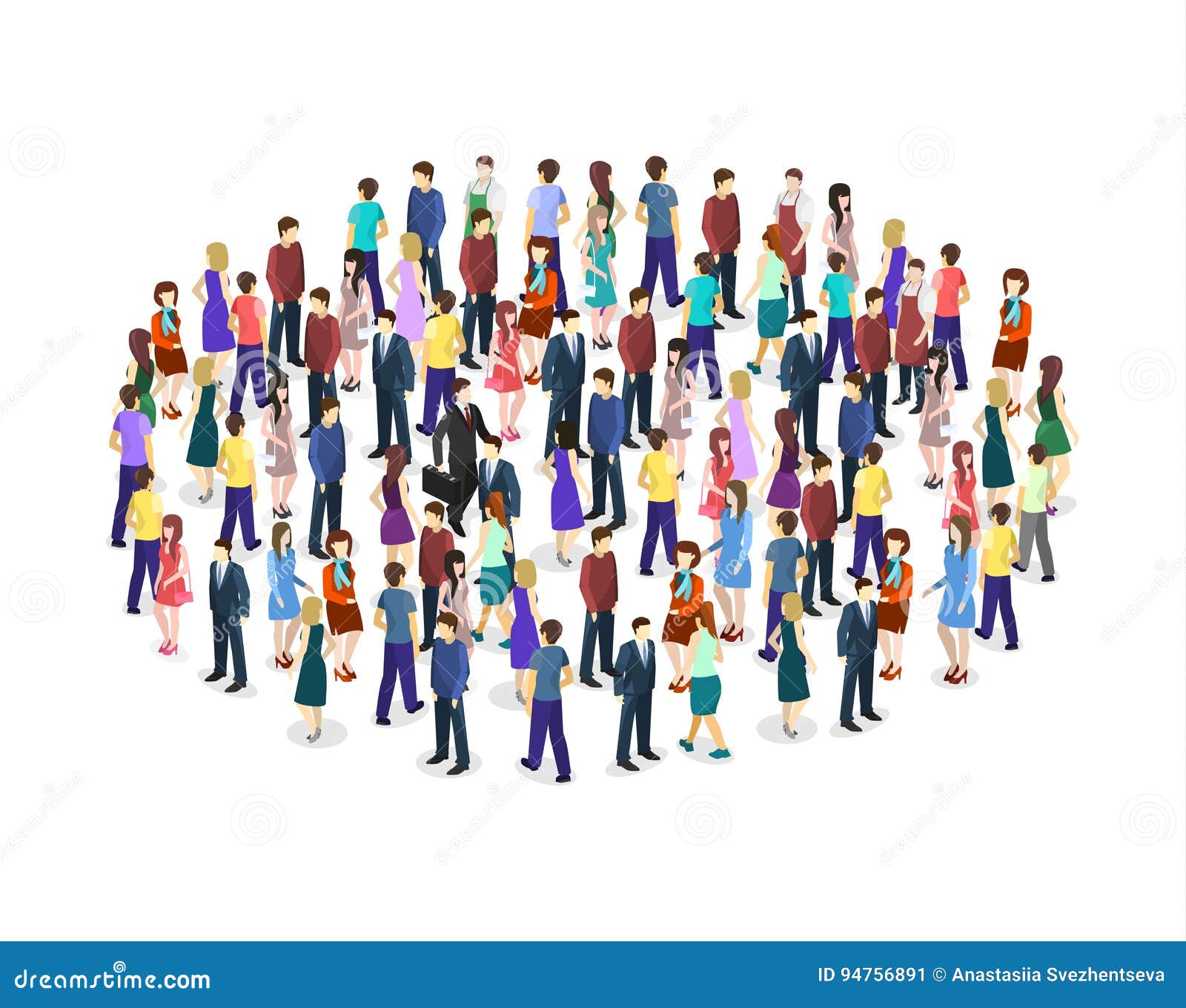 Big People Crowd on White Background. Stock Illustration - Illustration ...