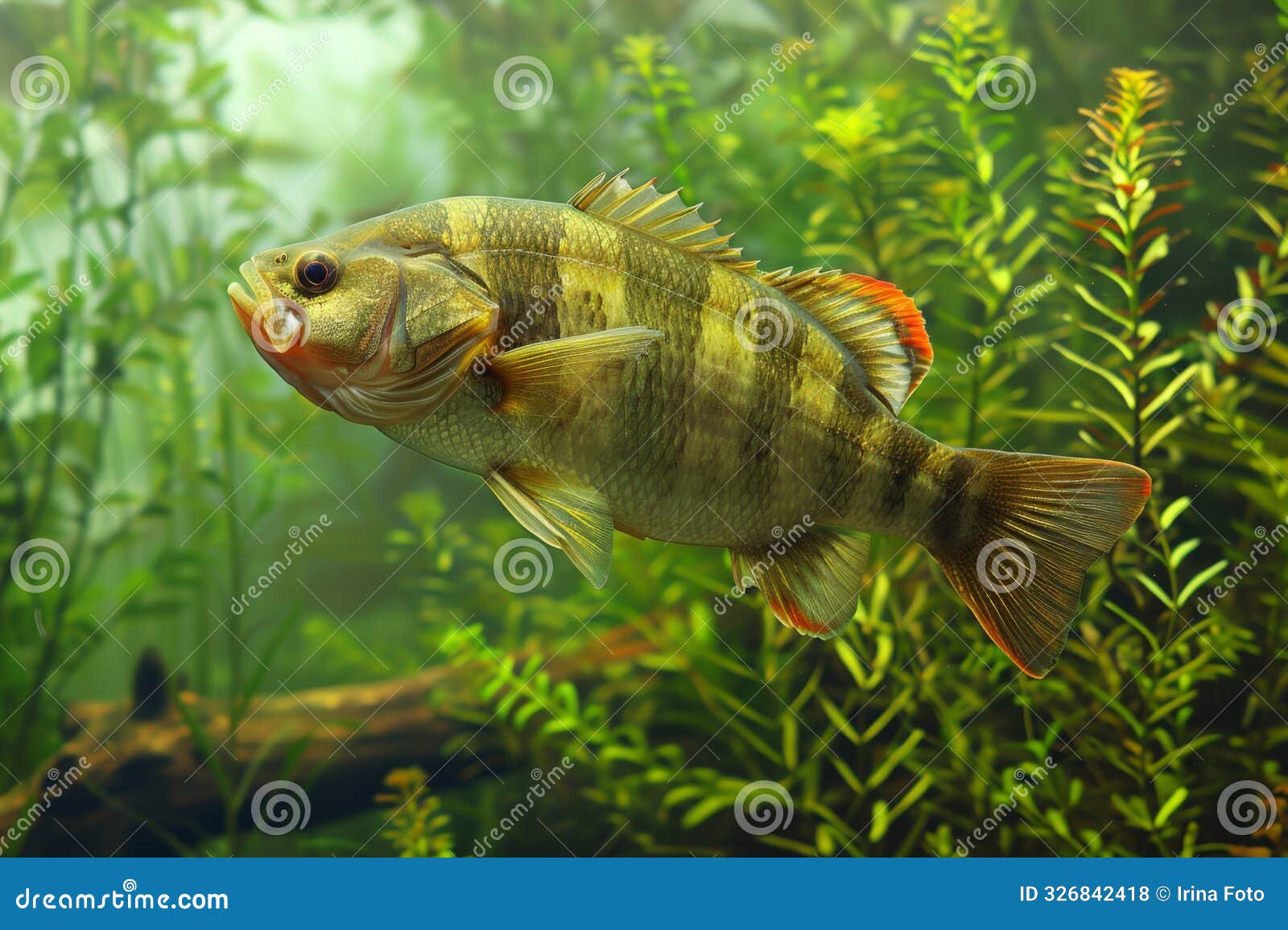 Big Perch in Water with Green Background Stock Photo - Image of ...