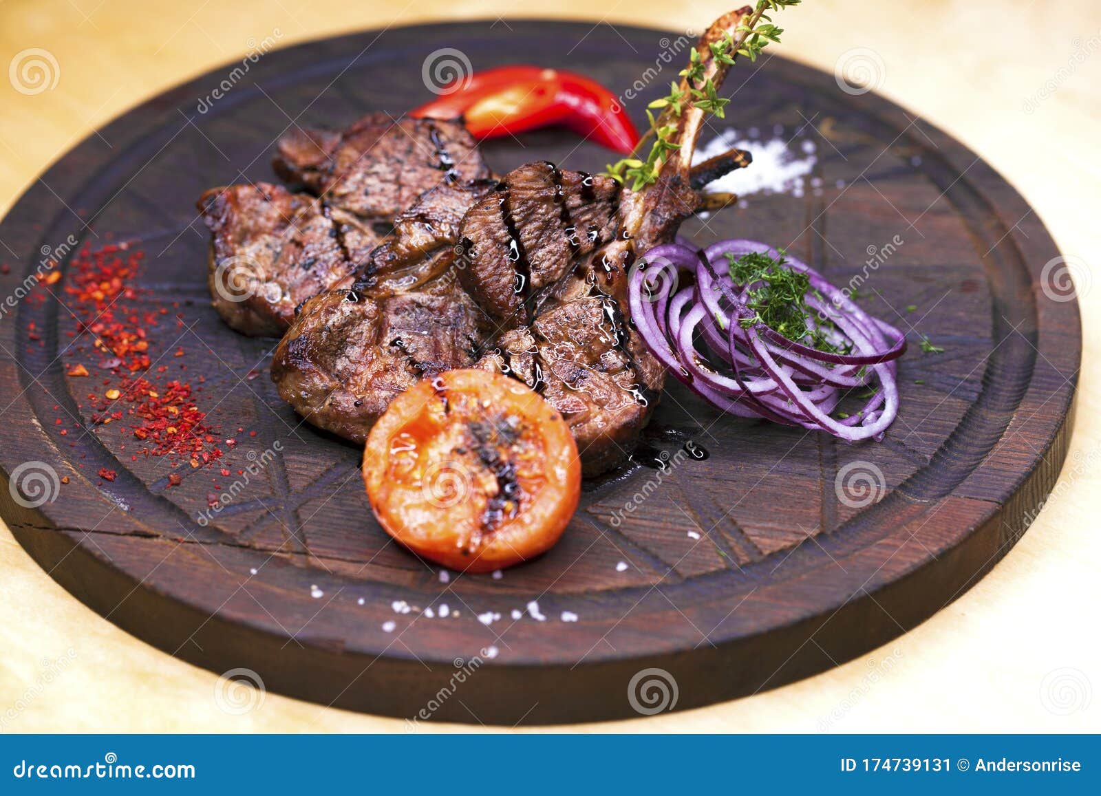 Big Piece of Lamb on the Bone - Restaurant Dish Lamb Grilled Lamb ...