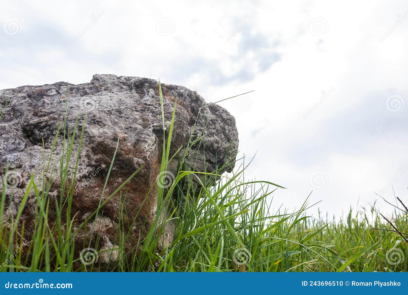 Big Piece of Rock on Sky Background. Old Stone Stock Photo - Image of ...