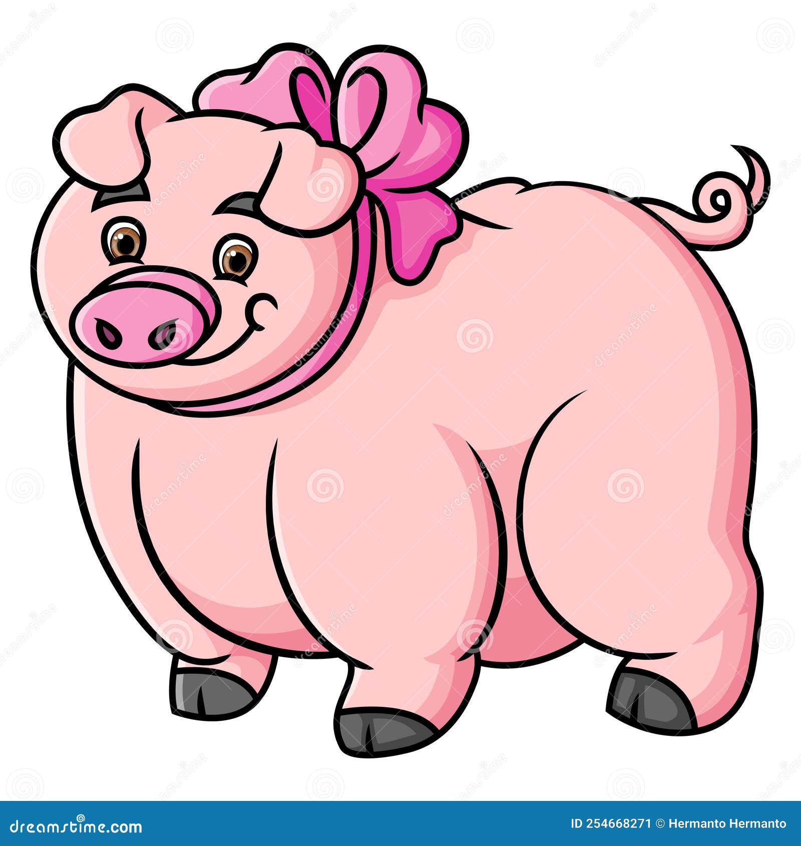 The Big Pig is Posing Cutely and Looking at Camera Stock Vector ...