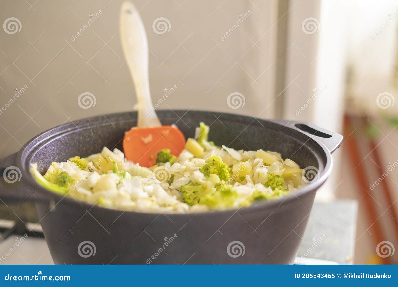 Big Pilaf Pan Bowl with Mix of Vegetables , Cooking on the Kitchen ...
