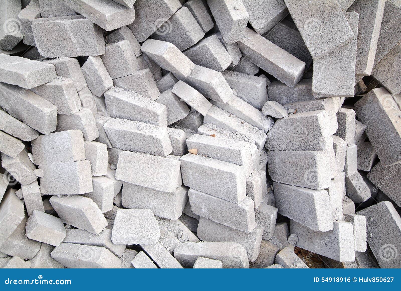 Big Pile of Bricks Isolated Stock Photo - Image of grey, concrete: 54918916