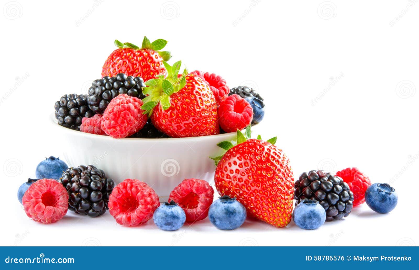 Big Pile of Fresh Berries in Bowl on the White Background Stock Photo ...