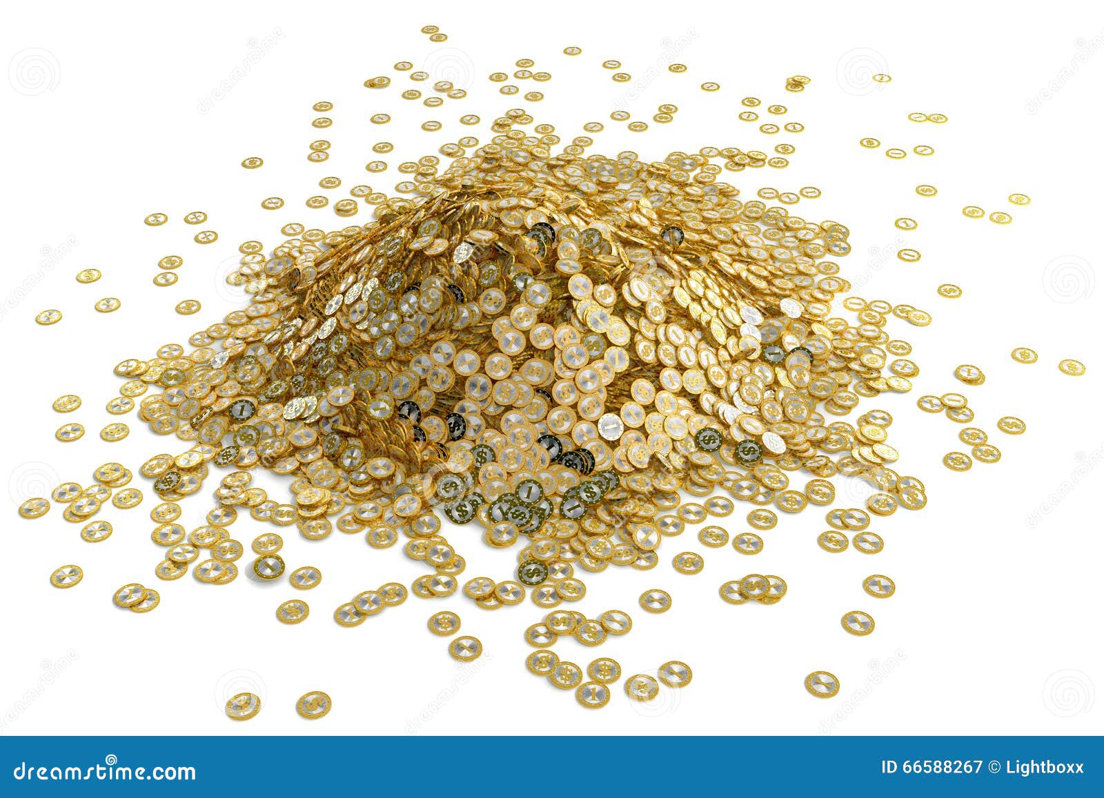 Big Pile of Golden Dollar Coins Stock Illustration - Illustration of ...