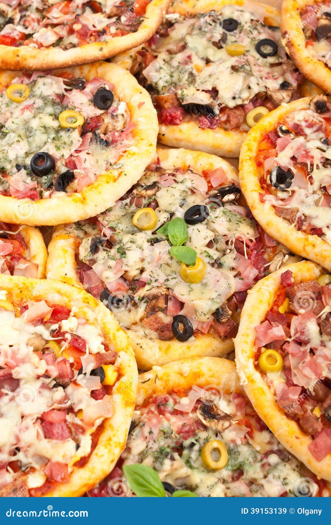 Big Pile of Mini Pizzas stock image. Image of healthy - 39153139