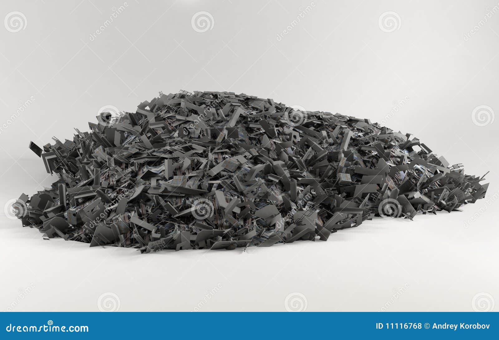 Pile Of Scrap Metal At Recycling Junkyard On White Background Stock ...