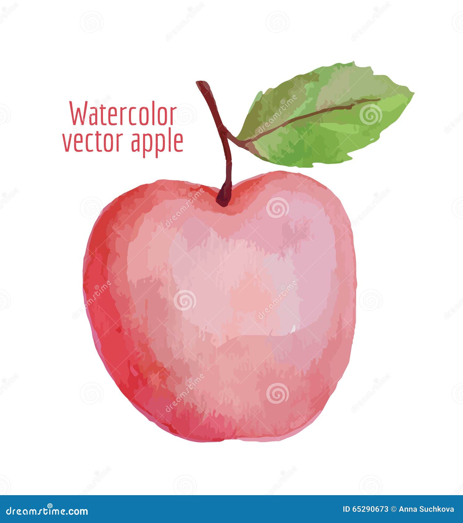 Big pink apple with leaf stock vector. Illustration of background ...