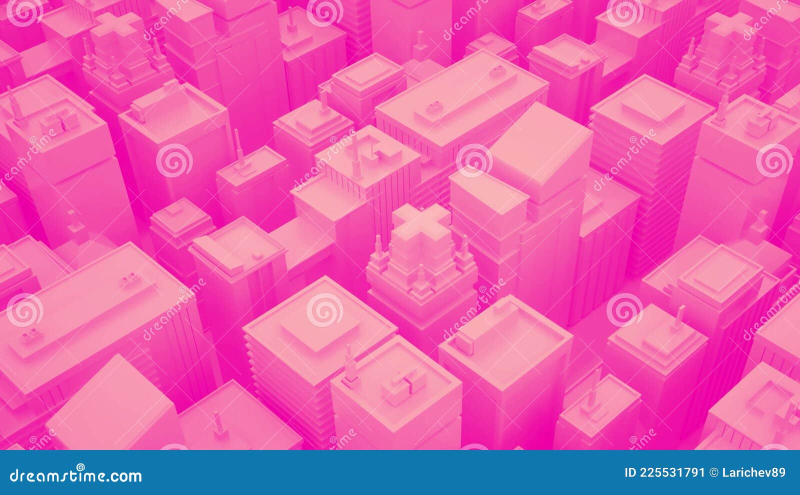 Big Pink City with Skyscrapers. 3d Rendering Stock Illustration ...