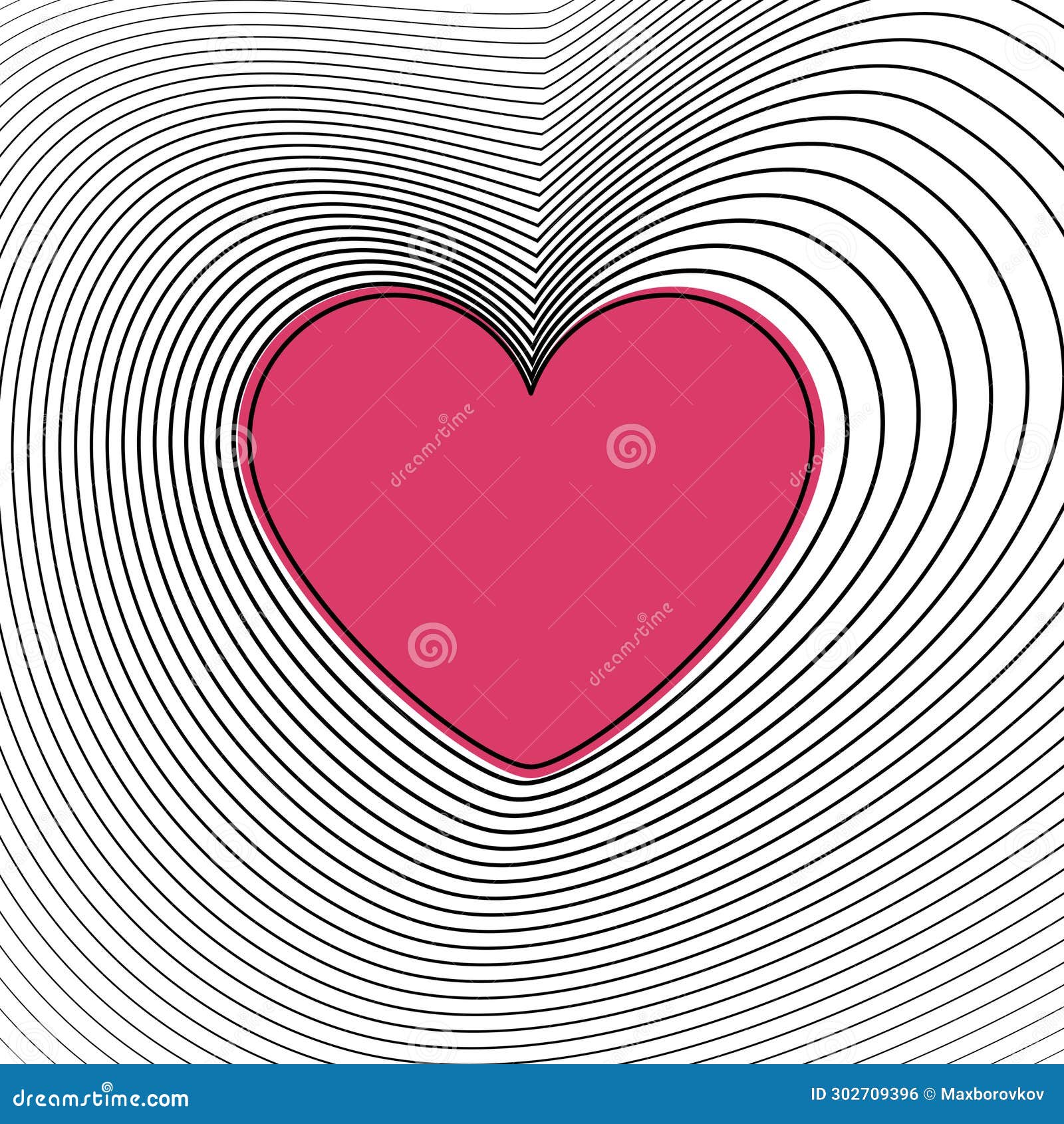Big Pink Heart in the Center of Concentric Lines Stock Vector ...