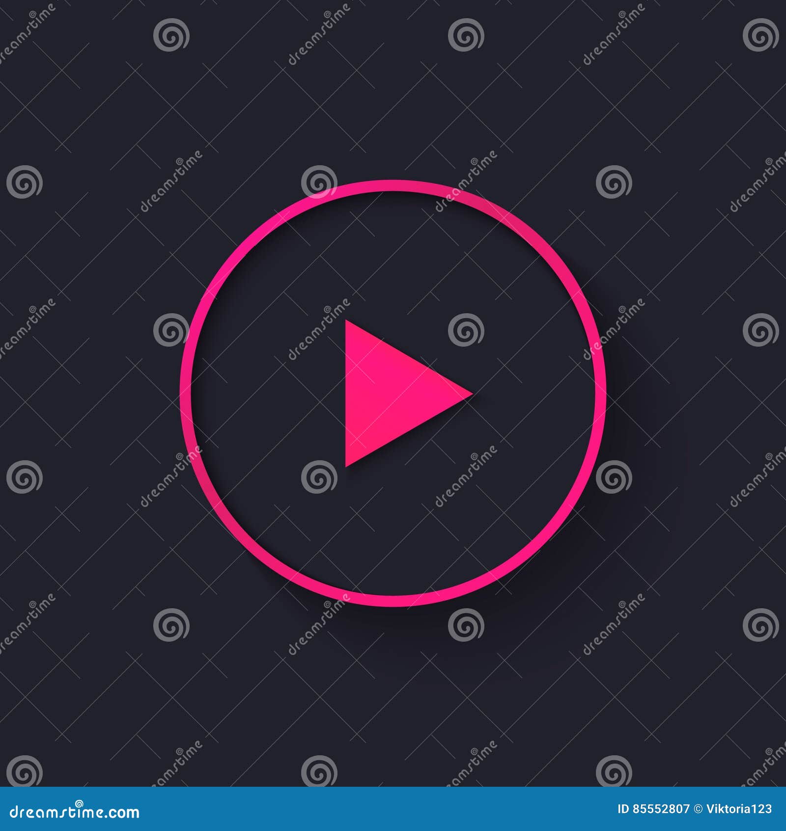 Big Pink Neon Play Button in Flat Style. Vector Illustration. Stock ...
