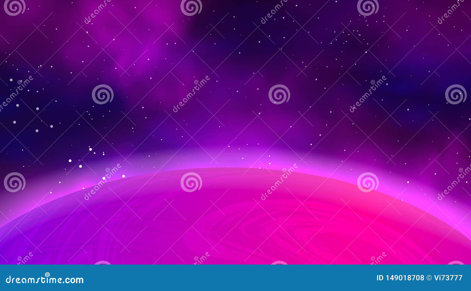 Big Pink Planet. Starry Space Vector Illustration. Stock Vector ...