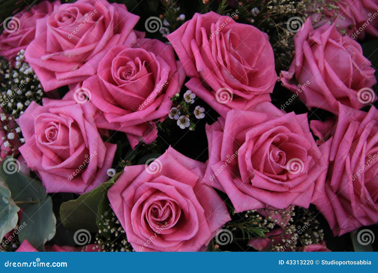 Big Pink Roses in a Bridal Bouquet Stock Photo - Image of spring, green ...