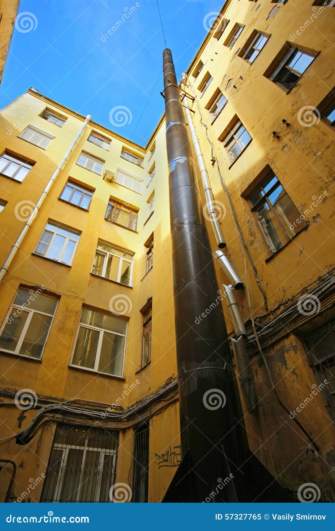 Big pipe on a building stock image. Image of architecture - 57327765