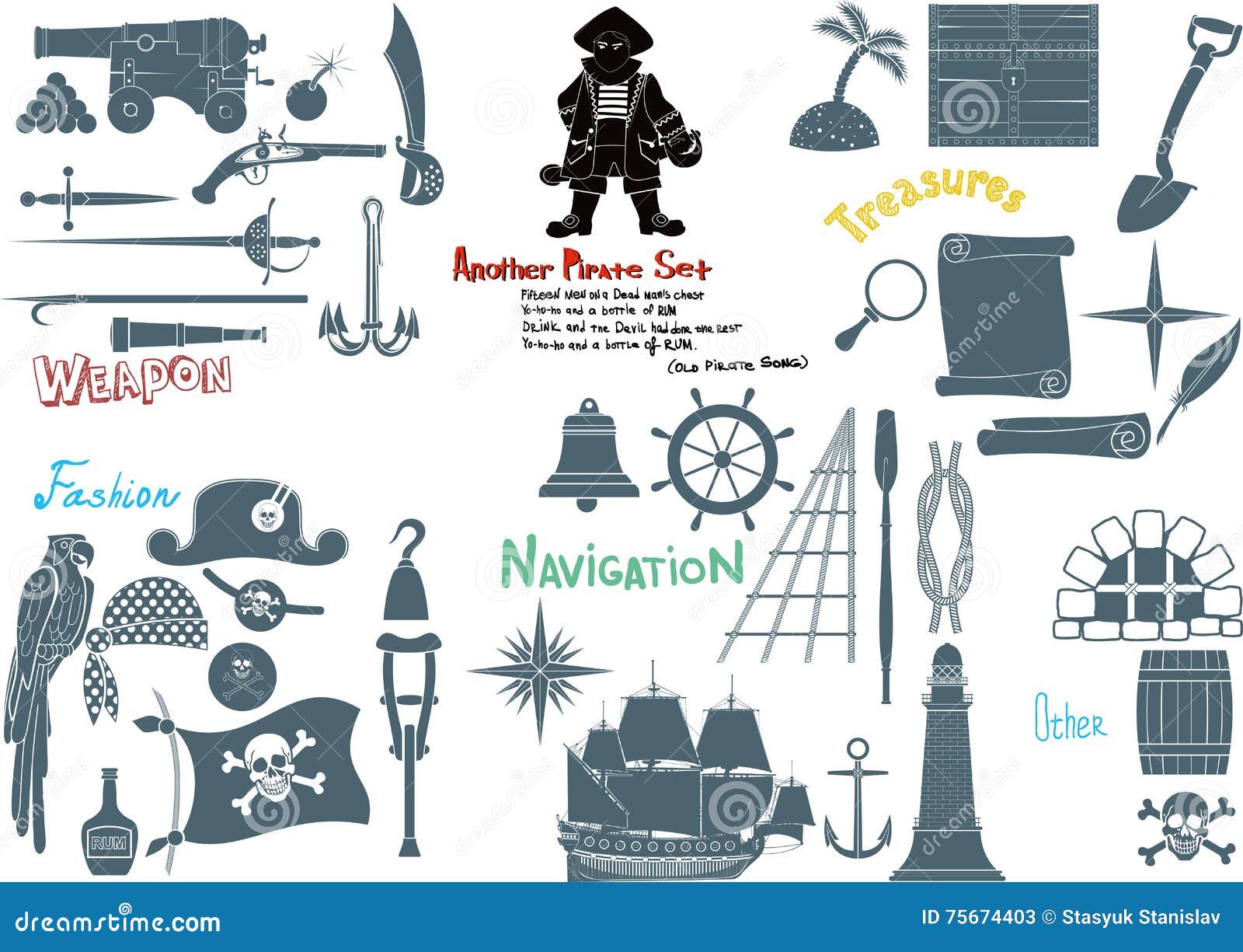 Big Pirate Set stock vector. Illustration of money, sign - 75674403