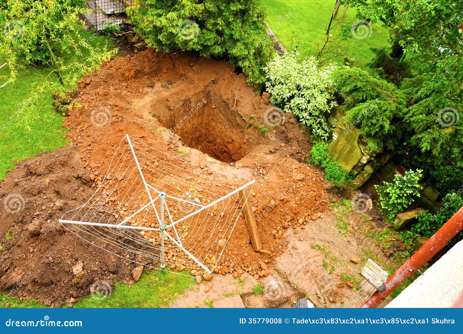 Big pit in ground stock photo. Image of garden, excavator - 35779008