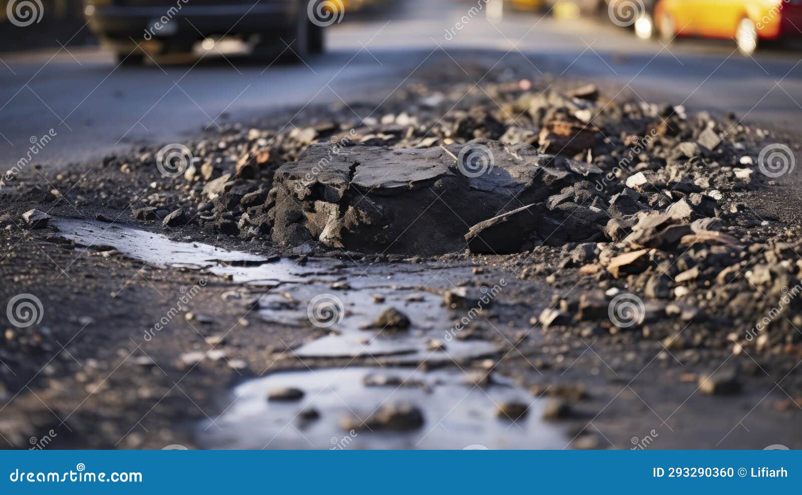 Big Pit on the Road. Concept of Repairing and Replacing Asphalt Stock ...