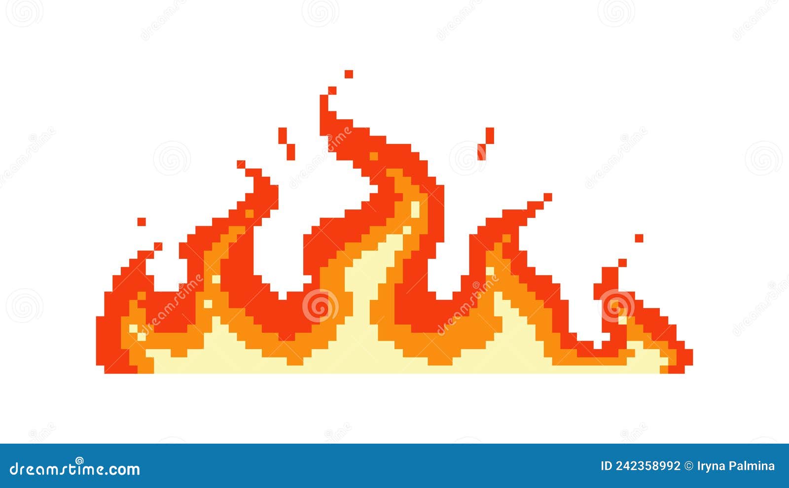 Pixel Flame Borders. 8 Bit Fire Assets, Linear Burning Effect, Retro ...
