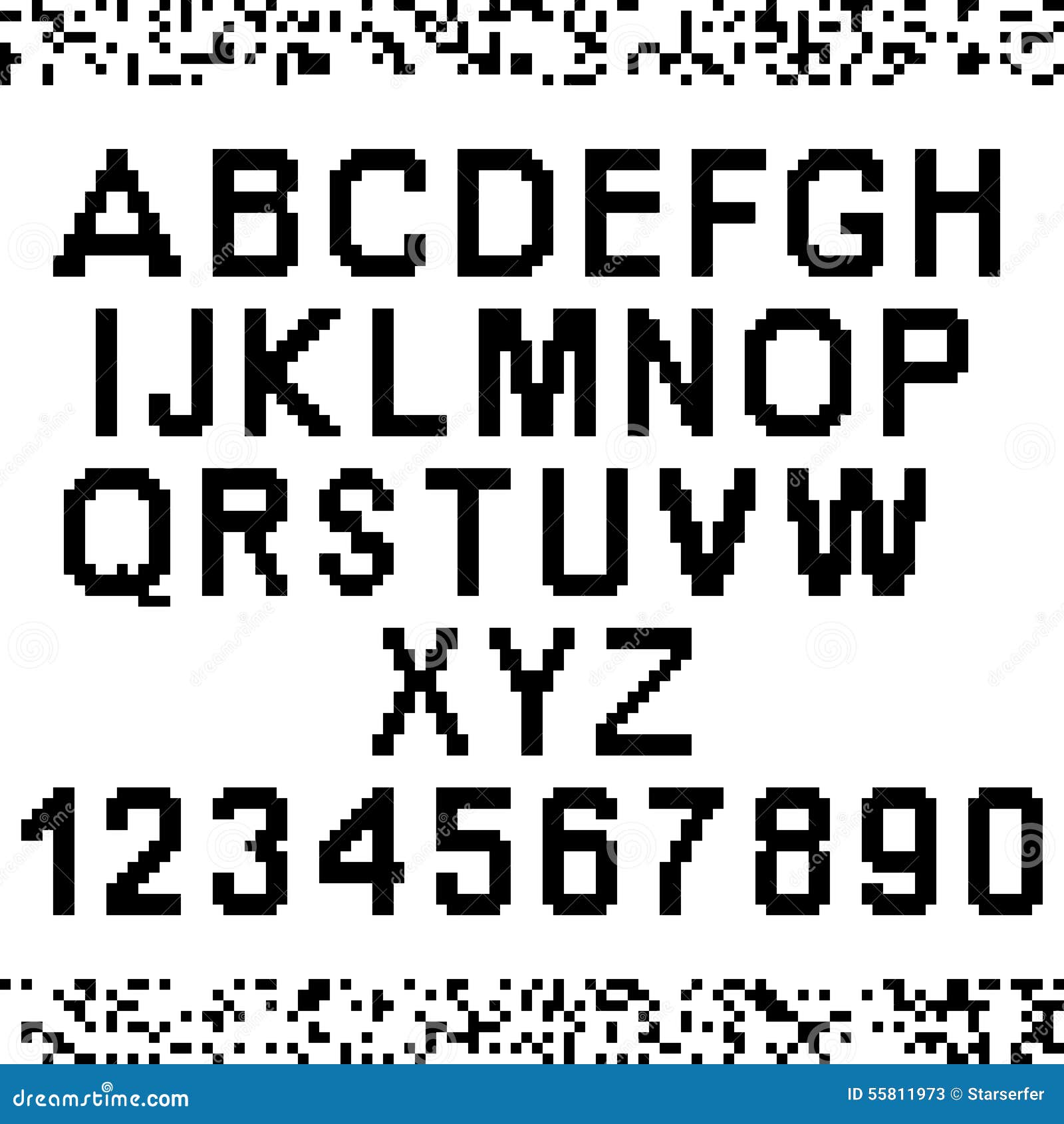 Big Pixel Letters and Numbers Stock Vector - Illustration of sign ...