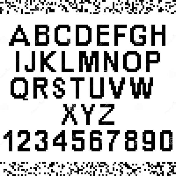 Big Pixel Letters and Numbers Stock Vector - Illustration of sign ...