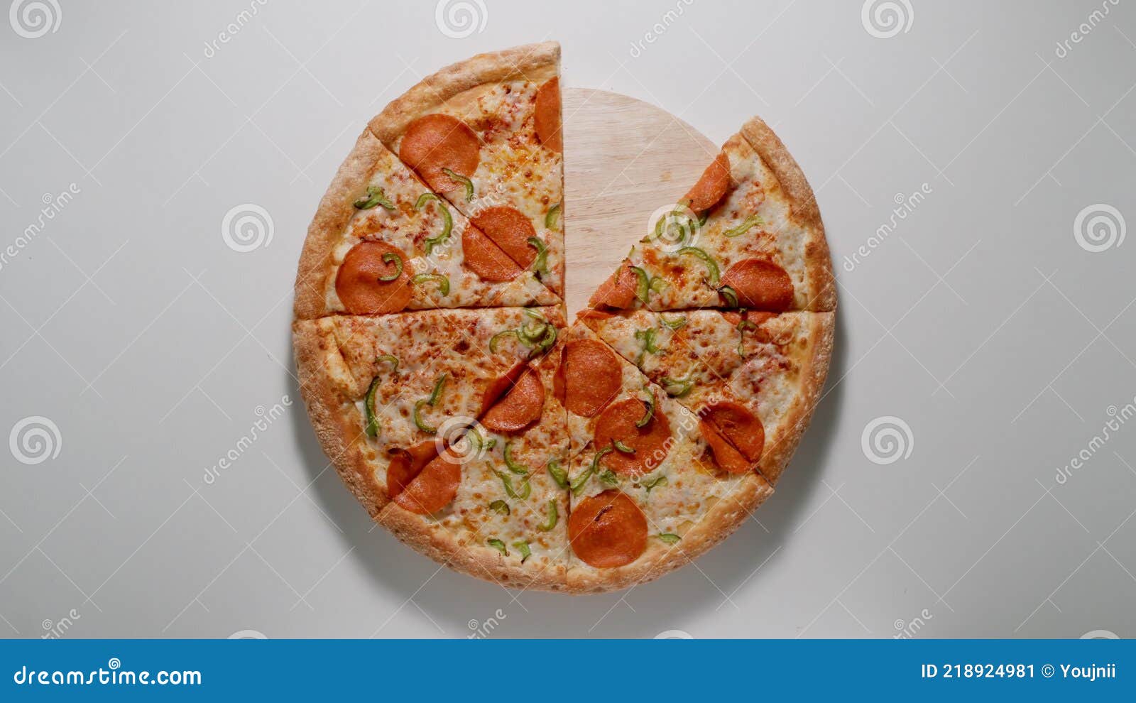 Big Pizza without One Piece on a Table, Top View Stock Image - Image of ...