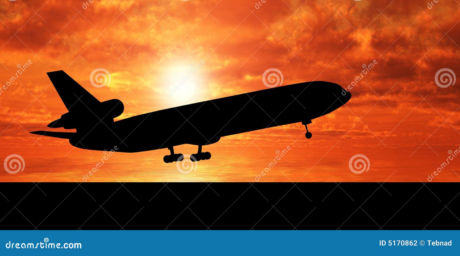 Big plane over sunset stock illustration. Illustration of horizon - 5170862