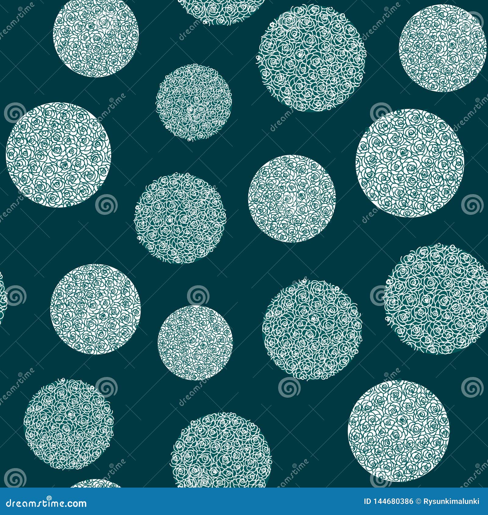 Big Polka Dots with Roses Vector Pattern Stock Vector - Illustration of ...