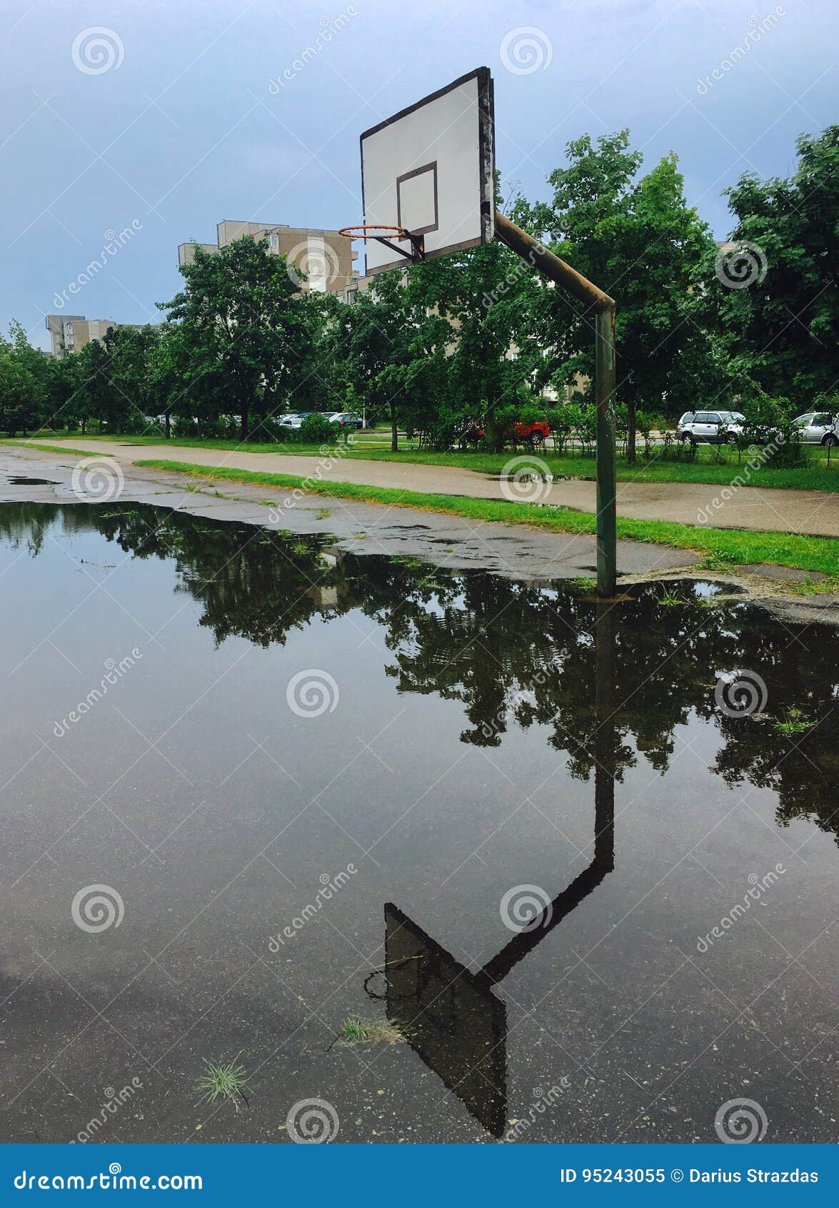 Big Pool in Vilnius after Rain Stock Image - Image of basketball, pond ...