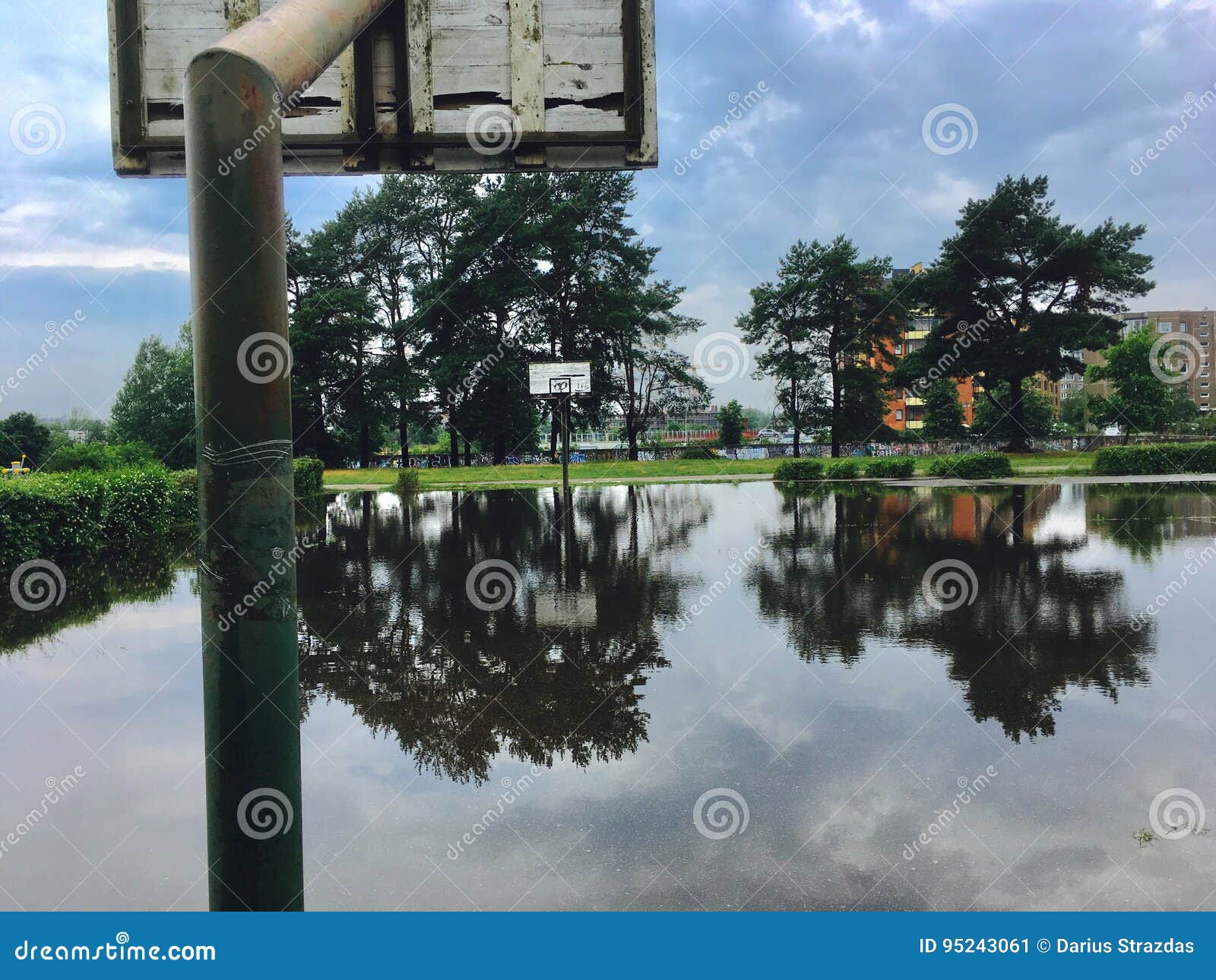 Big Pool in Vilnius after Rain Stock Image - Image of vilnius, large ...