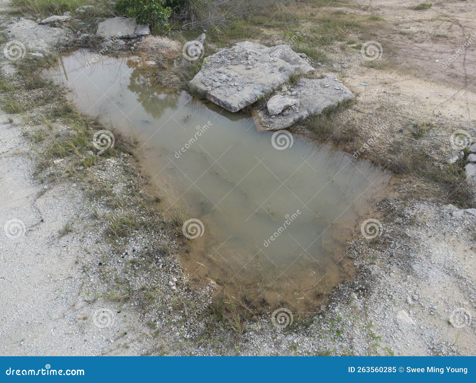 The Big Pothole on the Isolated or Vacant Land. Stock Image - Image of ...