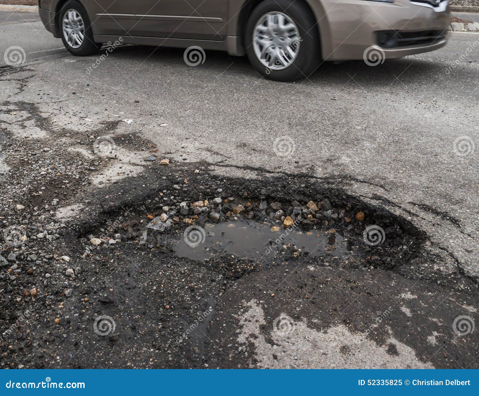 Big pothole in road stock image. Image of road, asphalt - 52335825