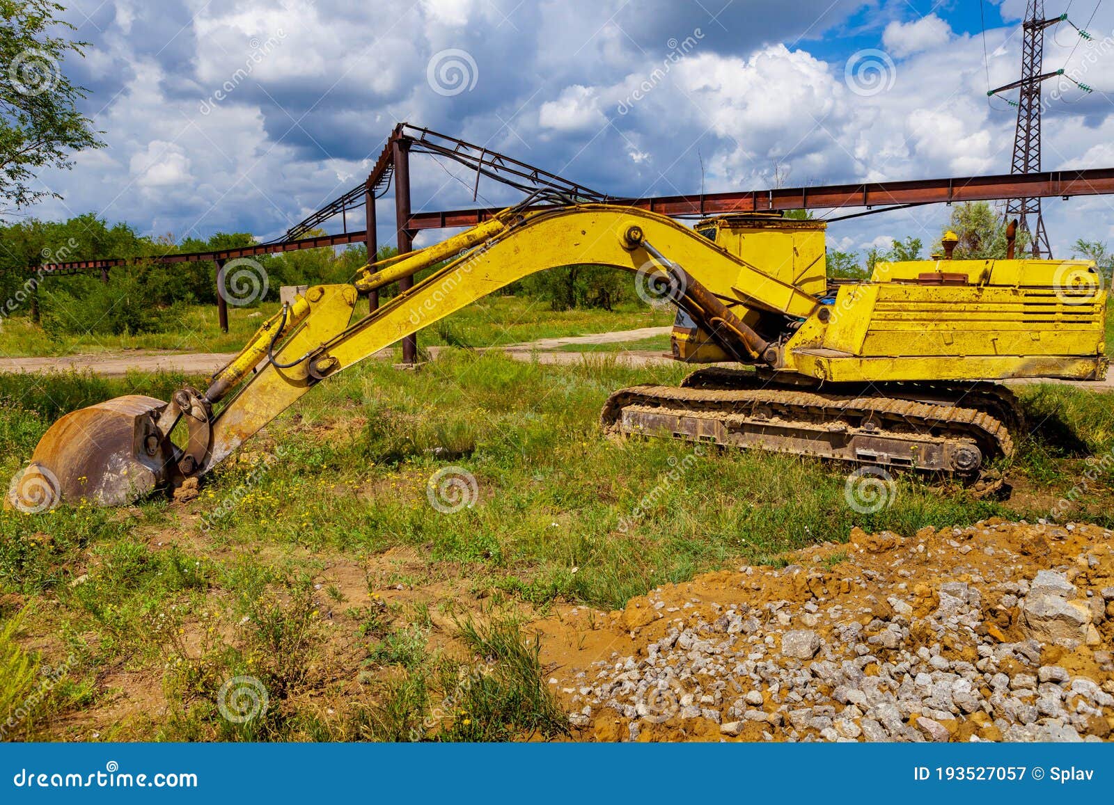 Heavy Power Bulldozer Work on a Building Site Stock Image - Image of ...
