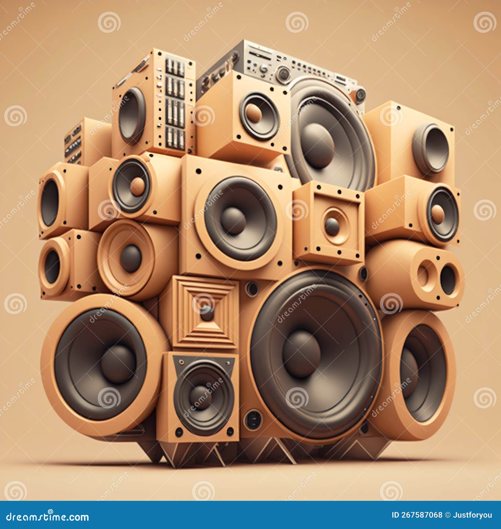 Big Power Sound Speaker System. Generative Ai Stock Illustration ...