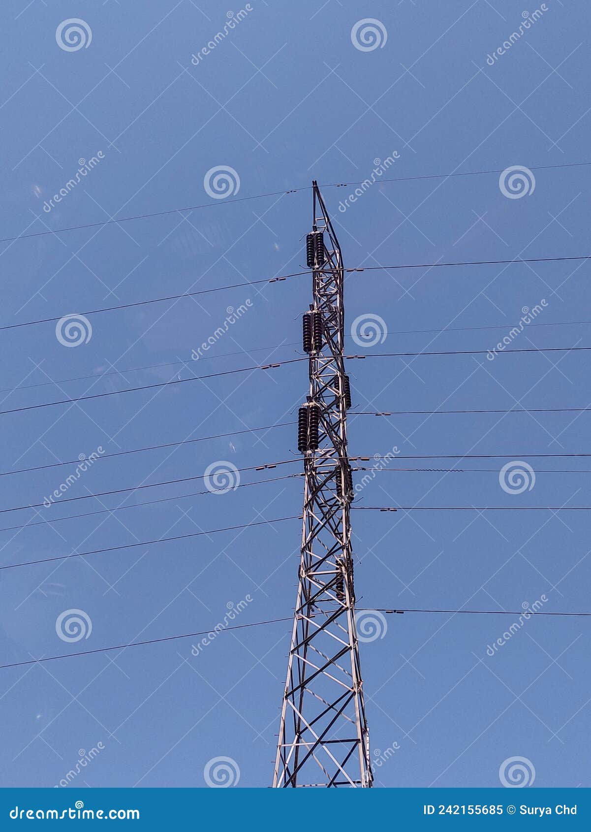 Big Power Tower and Lots of Cables Stock Image - Image of cables, lots ...