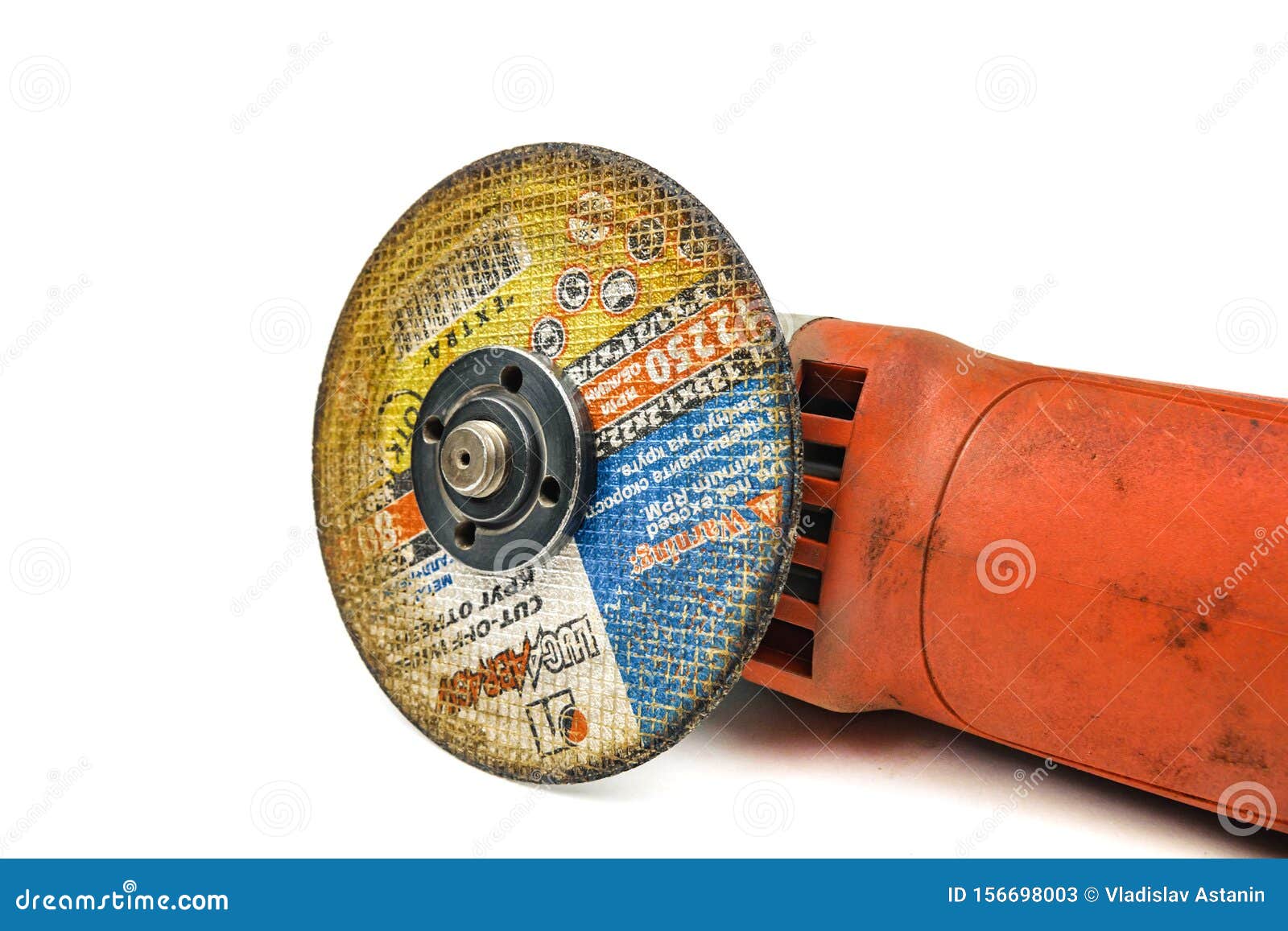 Big Powerful Angle Grinder with Abrasive Disk Isolated on a White ...