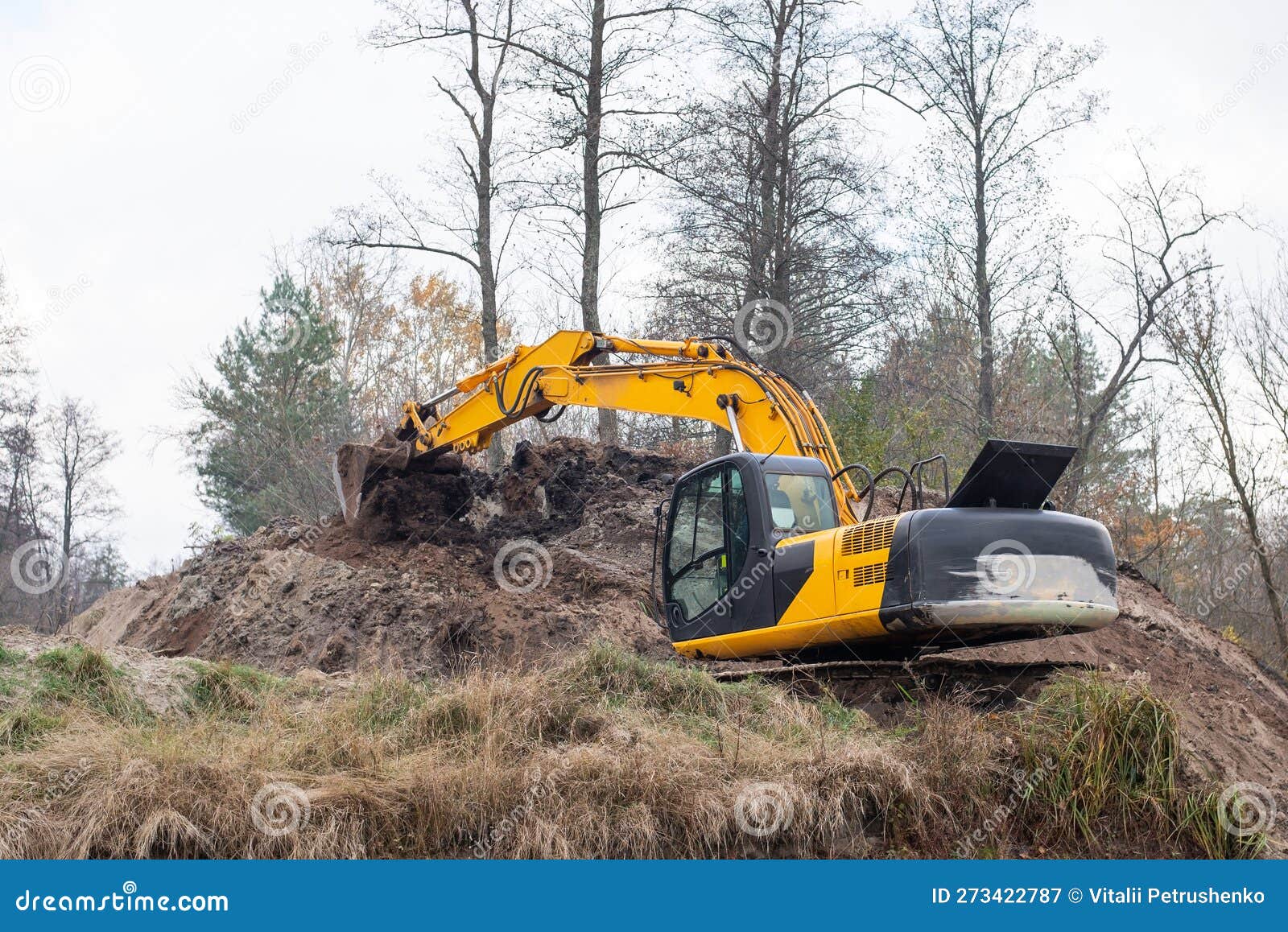 Excavator during work stock image. Image of outdoors - 273422787