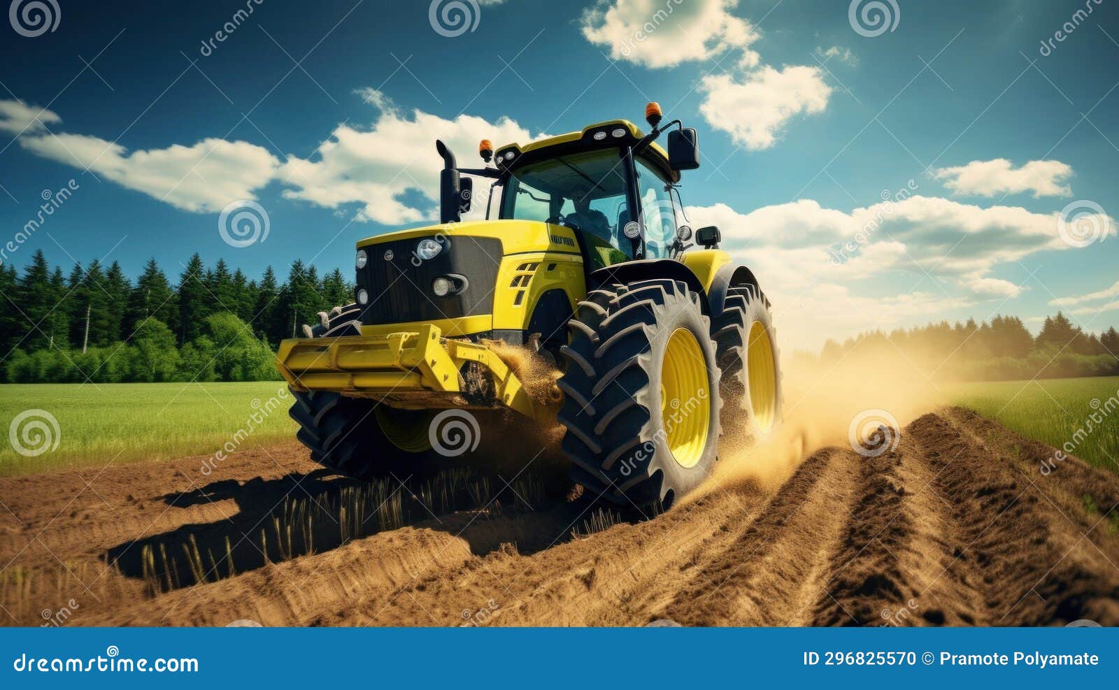 A Big Powerful Tractor Pulls the Field Stock Photo - Image of equipment ...