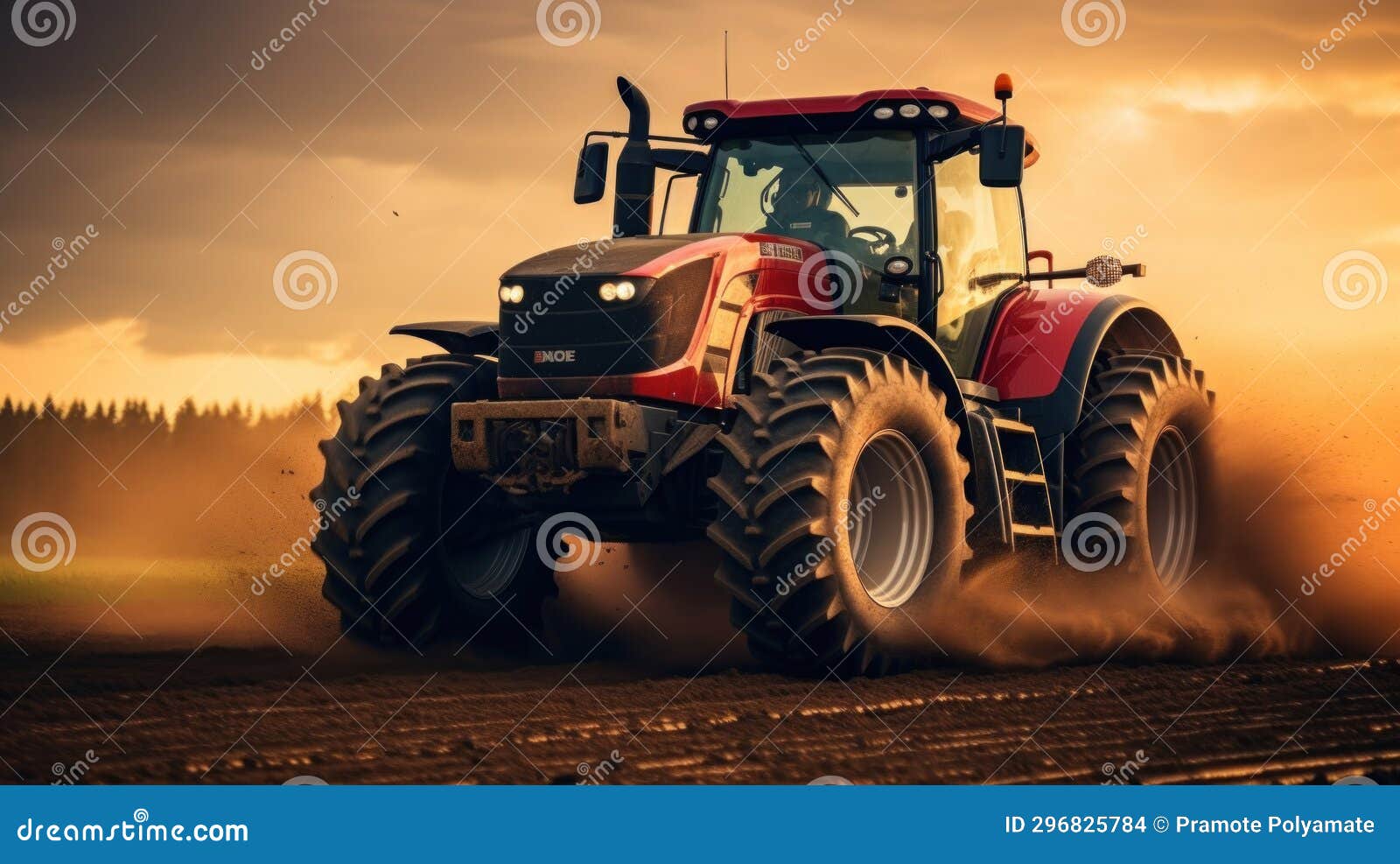 A Big Powerful Tractor Pulls the Field Stock Photo - Image of industry ...